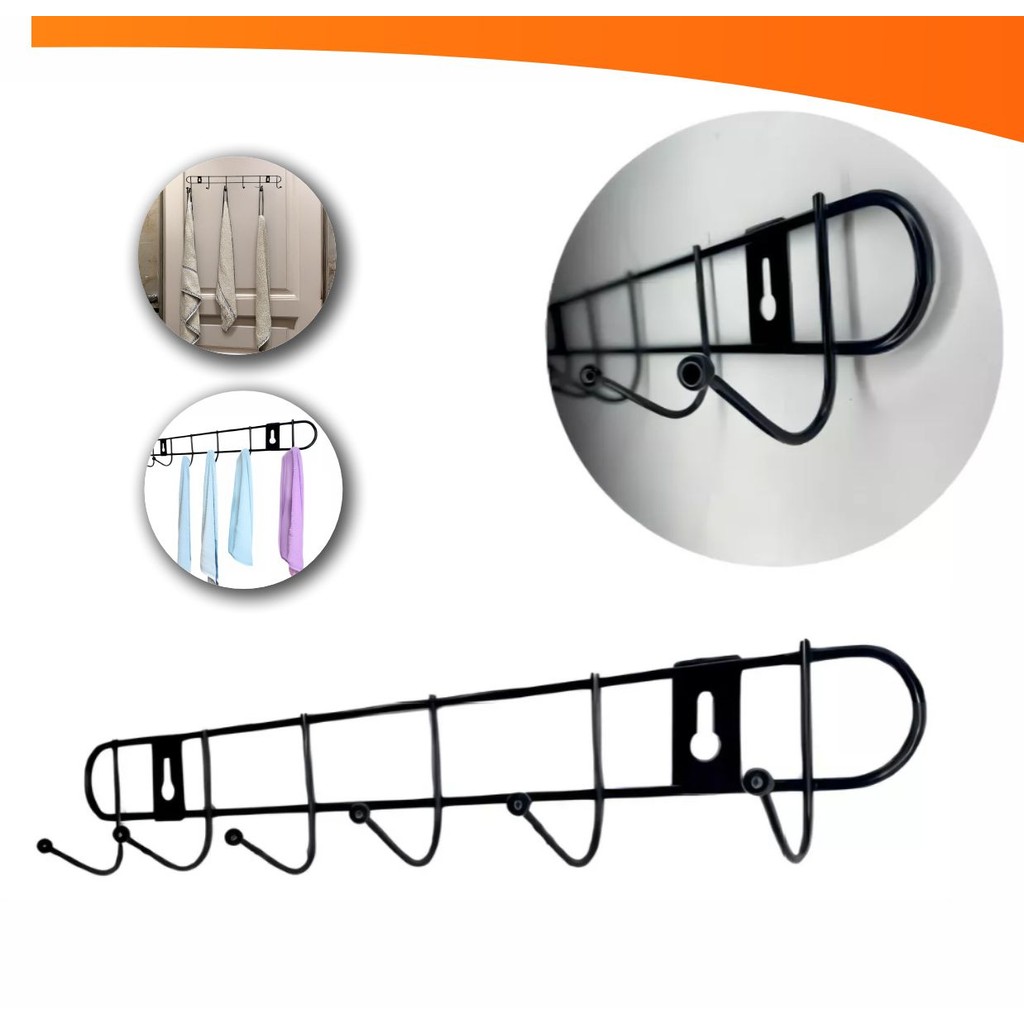 Cabide de Metal c/ 6 Ganchos Toalhas Cabides | Shopee Brasil