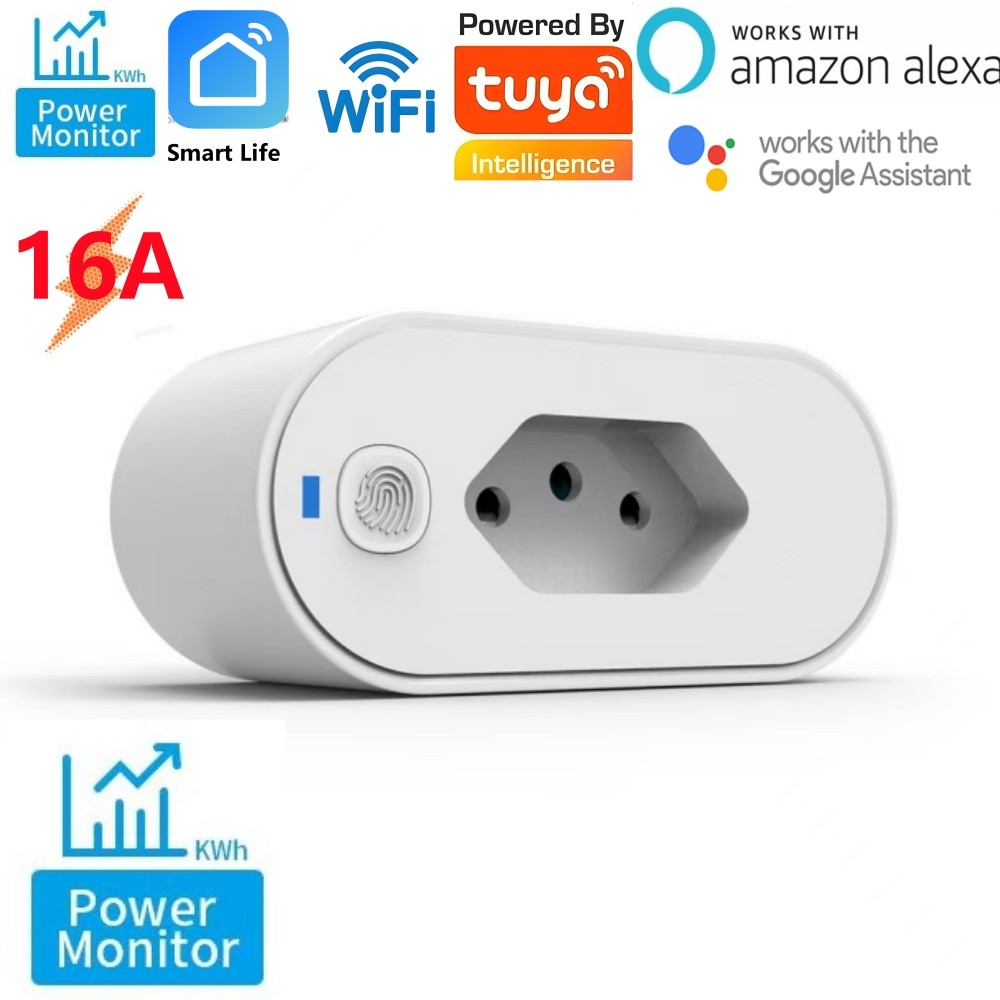 Plugue inteligente Tuya 16A adaptador de tomada wifi de alta potência com monitoramento de ...