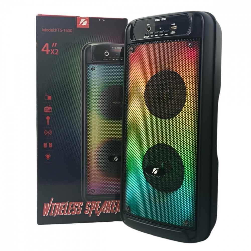 Caixa de Som Bluetooth com LED Entrada P10 Microfone LiderMix KTS-1600 Caixa de Som Bluetooth ...