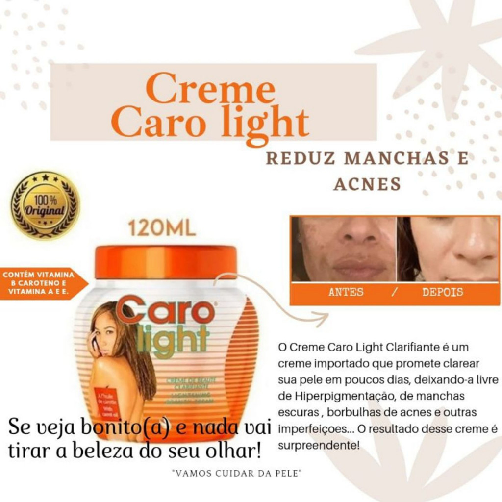 Creme Clareador Facial Caro Light Original 120ml Importado | Shopee Brasil