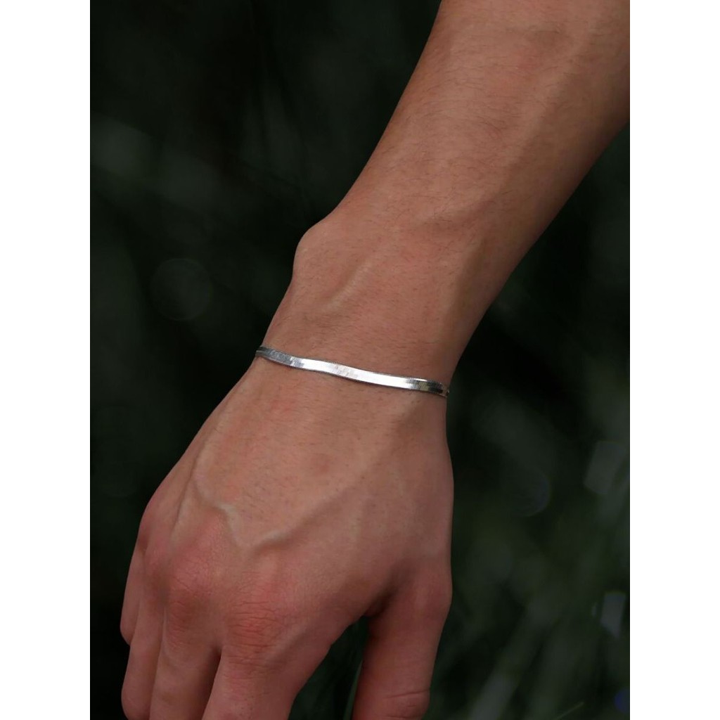 Pulseira de Prata 925 Laminada 20cm Bracelete Masculino - 2mm | Shopee Brasil