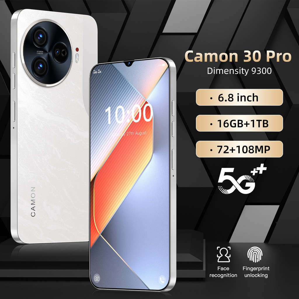 Versão Global Camon 30 Pro Celulares 5G 6800mAh Bateria 16G + 1TB Face ...