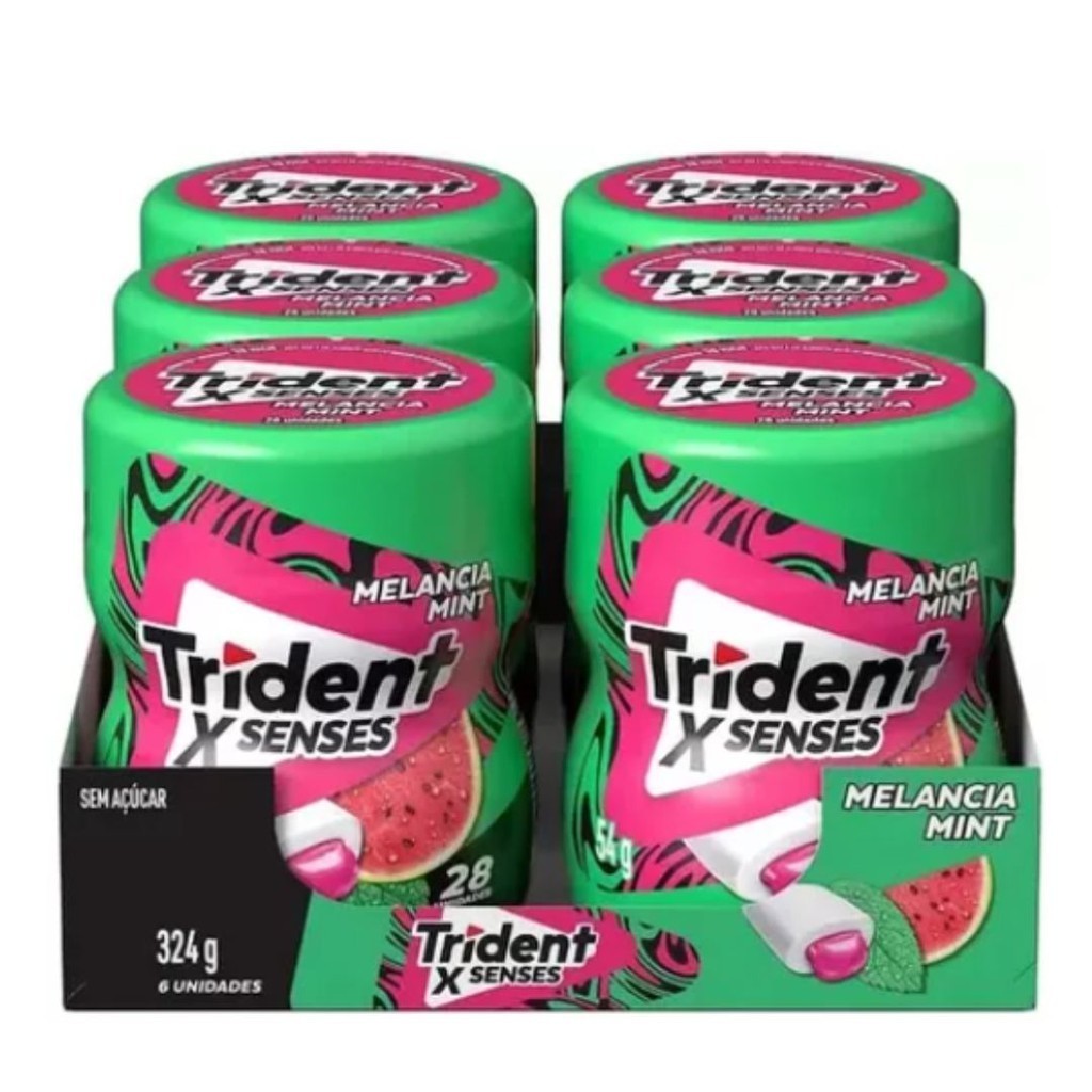 6 Potes Trident Garrafa Xsense Melancia Mint Goma Mascar 54g | Shopee ...