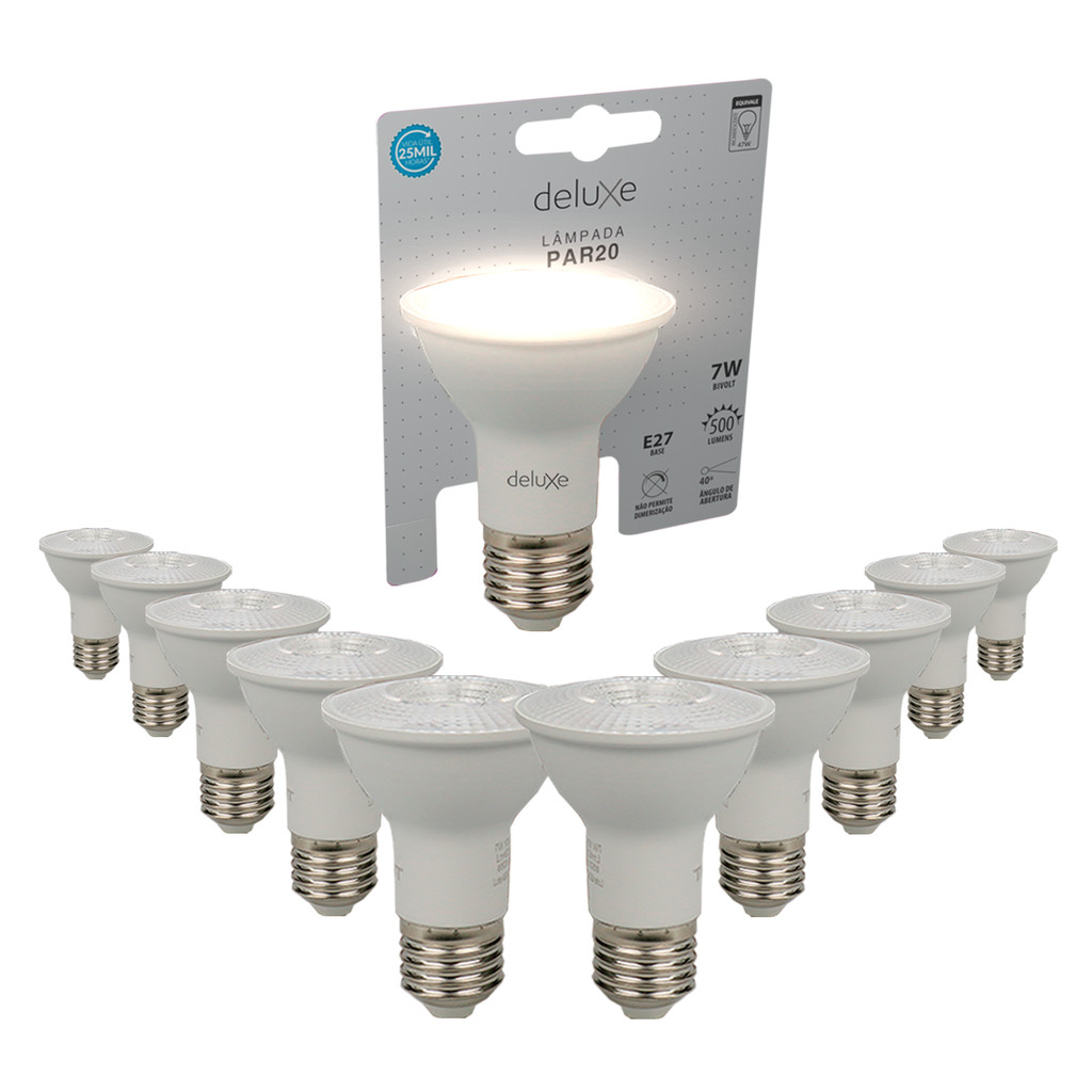 Kit 10 Lampadas Led Par20 7w 4000k Branco Neutro E27 110v/220v Bivolt ...