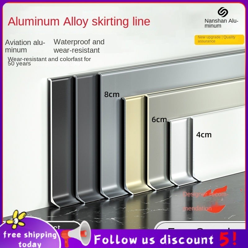 Se7ven Rodapé de liga de alumínio espessado, ultrafino, tipo encaixe ...