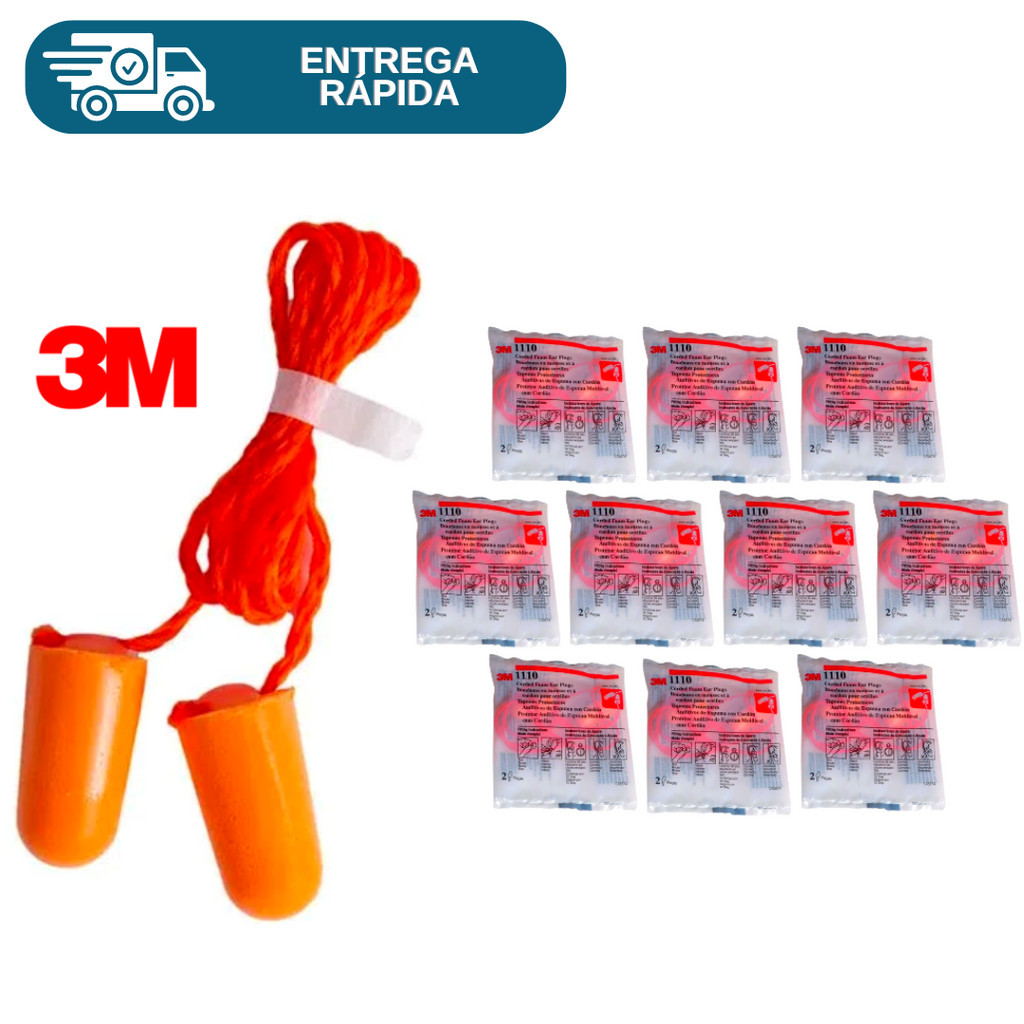 Kit 30 Protetor Auricular Plug De Espuma 3M 1110 Com Cordão Abafador Tampão Ouvido Para Dormir ...