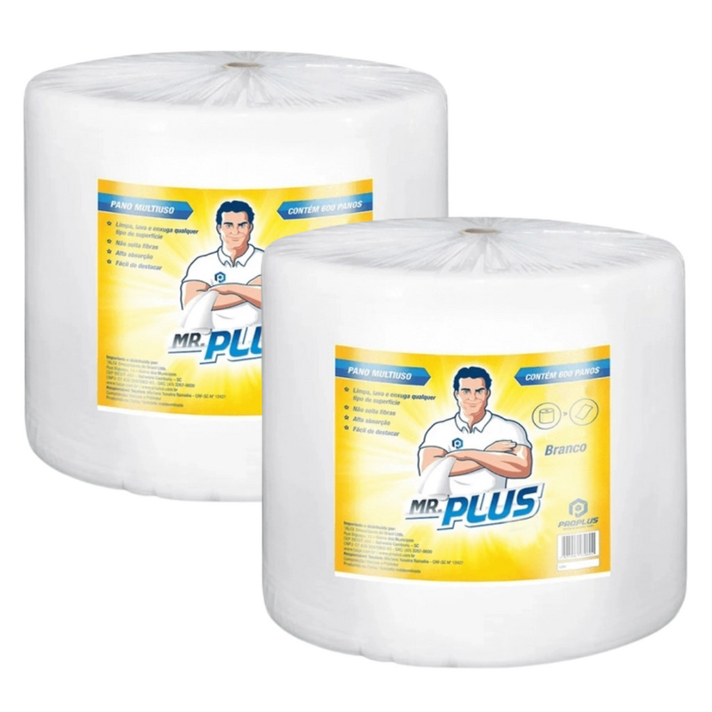 Pano multiuso Mr. Plus Talge com 600 panos azul - 2 unidade Branco ...