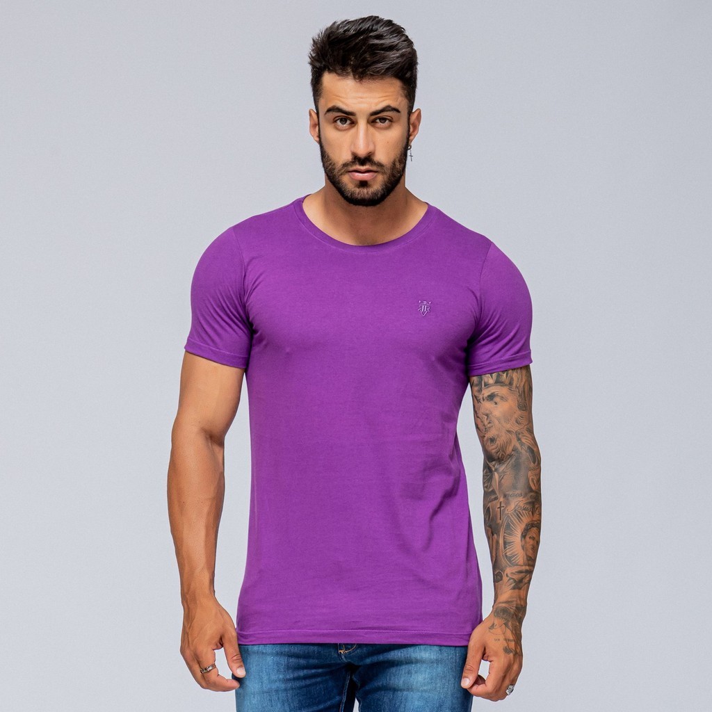 Camisa Camiseta Masculina Basica Blusa ROXA 100% Algodão Premium RVRA ...
