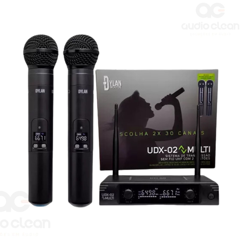 Microfone Sem Fio Duplo UHF - Dylan UDX-02 Multi | Shopee Brasil