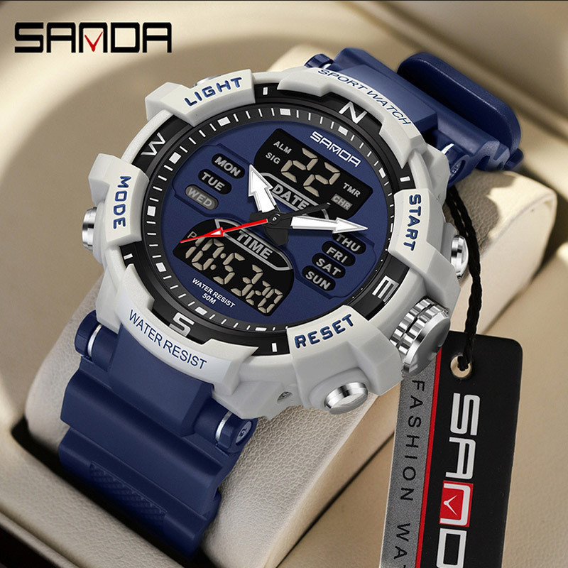 SANDA Relógio Original Autêntico Multi-Funcional Noturno À Prova D'água ...