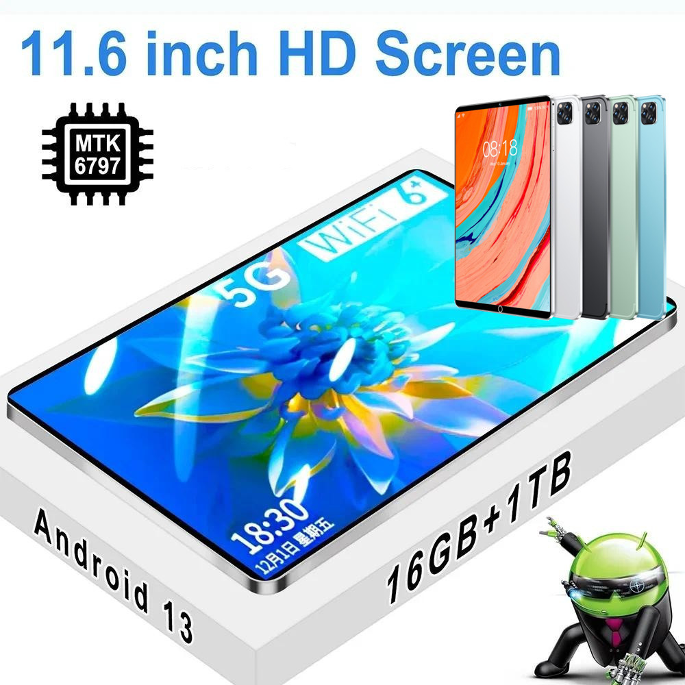 2025 Novo Estilo 5G Tablet PC 11.6 Polegadas Android 13.0 MTK6797 16GB RAM 1TB ROM Câmera Dupla ...