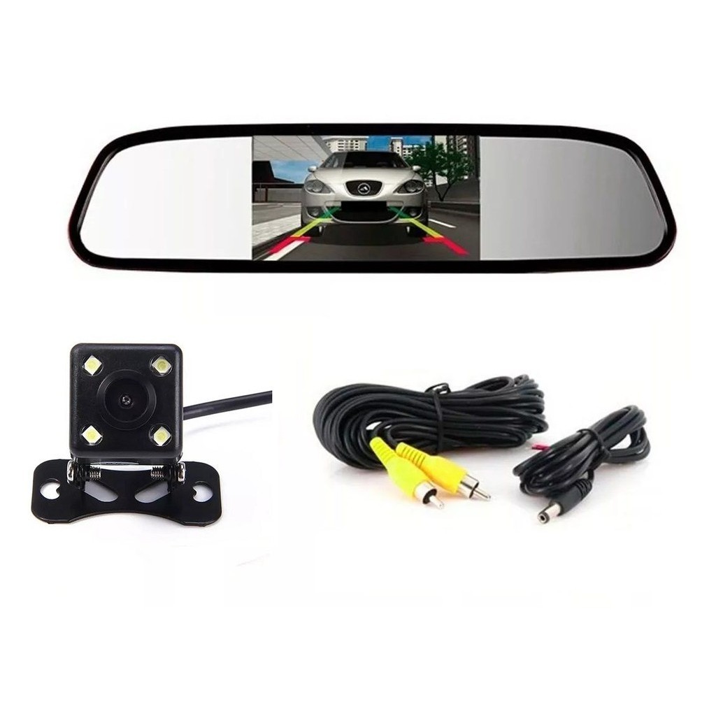 Câmera de Ré Visão Noturna Espelho Retrovisor Tela 4,3 Polegadas | Shopee Brasil