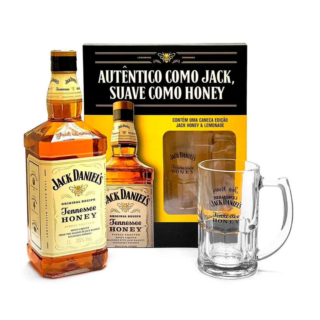 Kit Whisky Jack Daniels Honey 1L Ame Com Caneca Vidro | Shopee Brasil