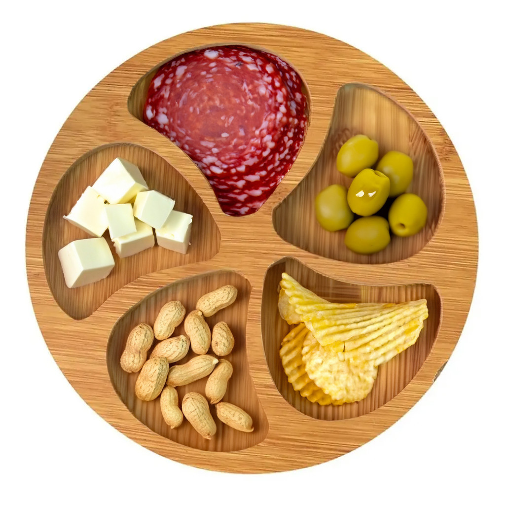 Petisqueira Churrasco Queijo Frios Madeira 29cm 5 Divisorias | Shopee Brasil