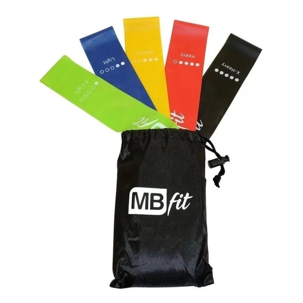 Kit 5 Faixas Elástica Mini Bands Exercício Treino MbFit | Shopee Brasil