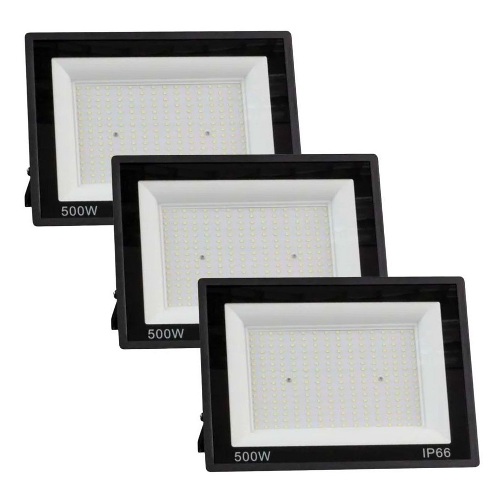 Kit 3 Refletor Led 500w Prova D?agua Holofote Branco Frio | Shopee Brasil