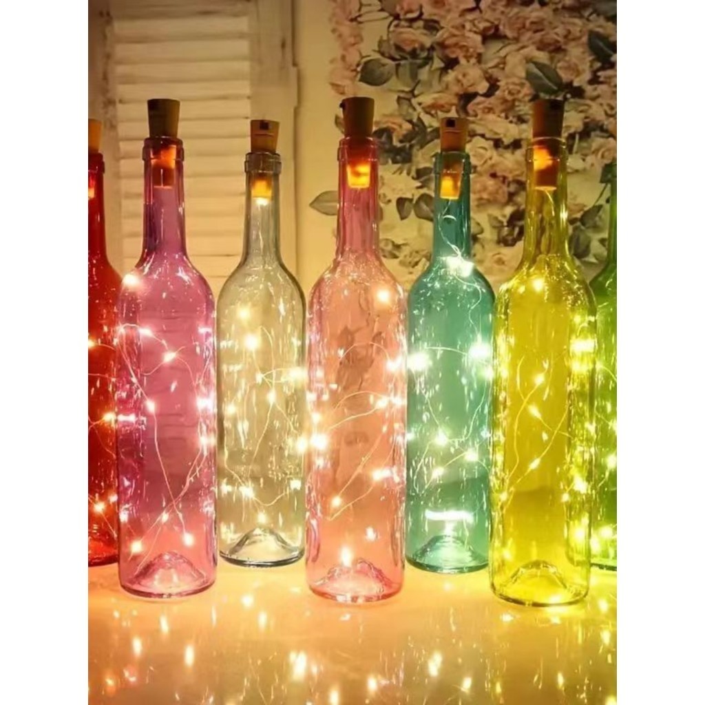 10 Peças Rolha De Led Com Luz Fio Fada Garrafa 2m 20 Leds Branco Quente ...