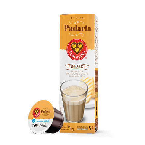 Caixa 10 cápsulas Pingado 3 corações Linha Padaria - Leite com Toque de ...