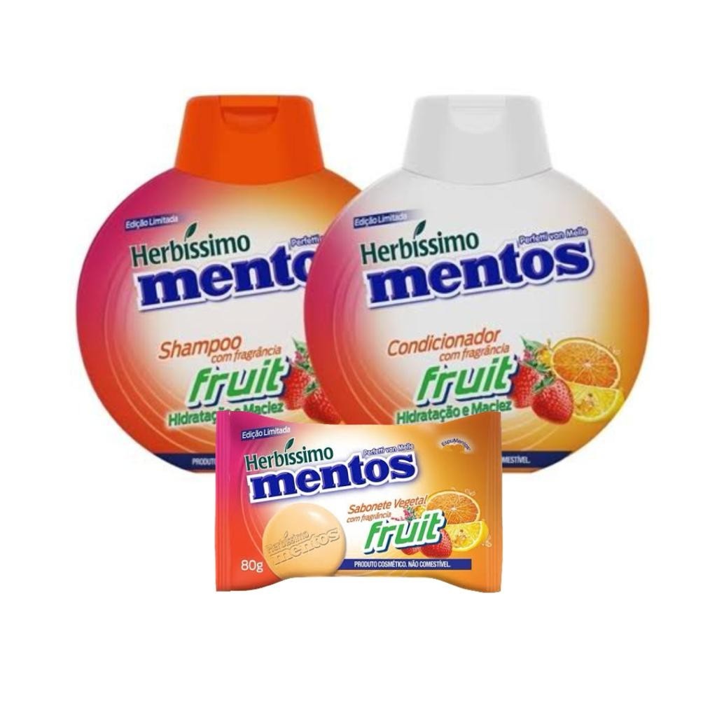 Kit Shampoo 300ML + Condicionador 300 ML + Sabonete 80G Mentos Fruit ...