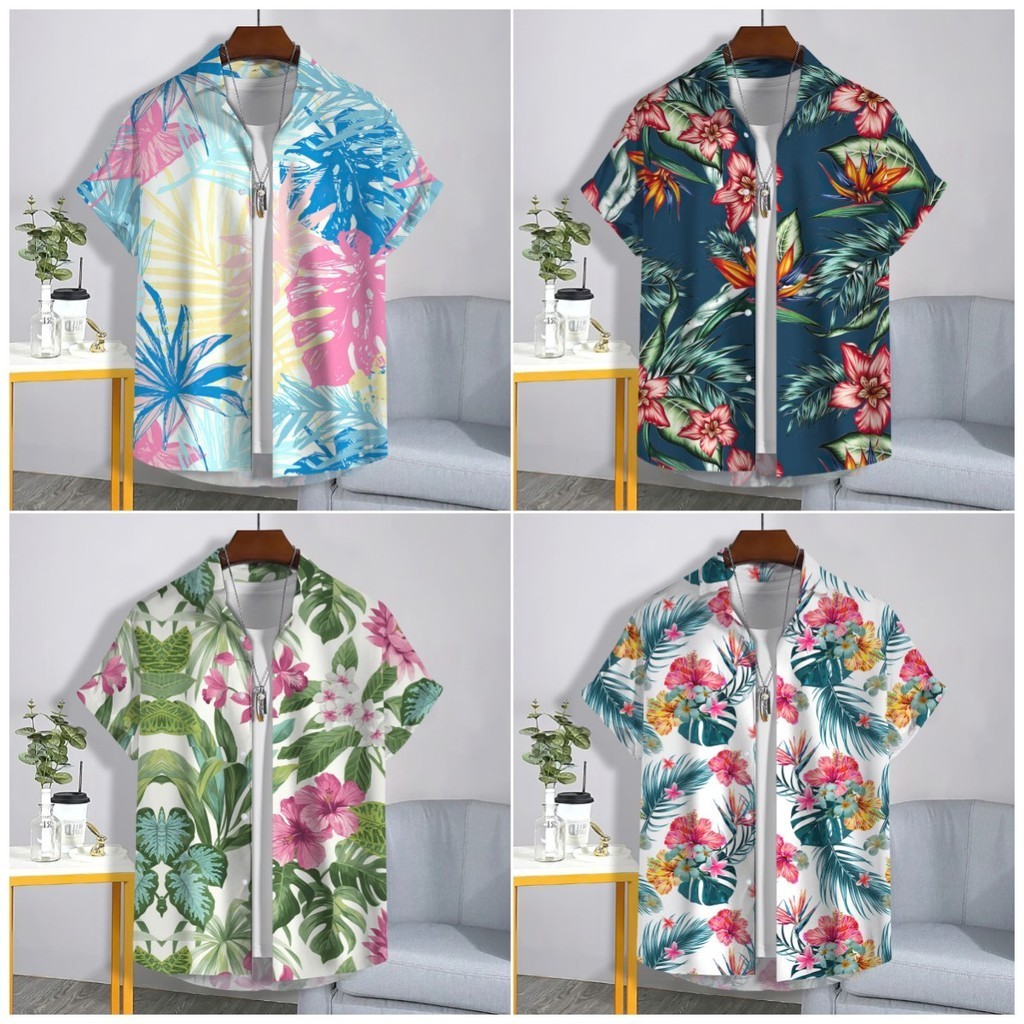 Havaí Homens Camisas De Praia Férias 3d Print Tops Manga Curta De Verão ...
