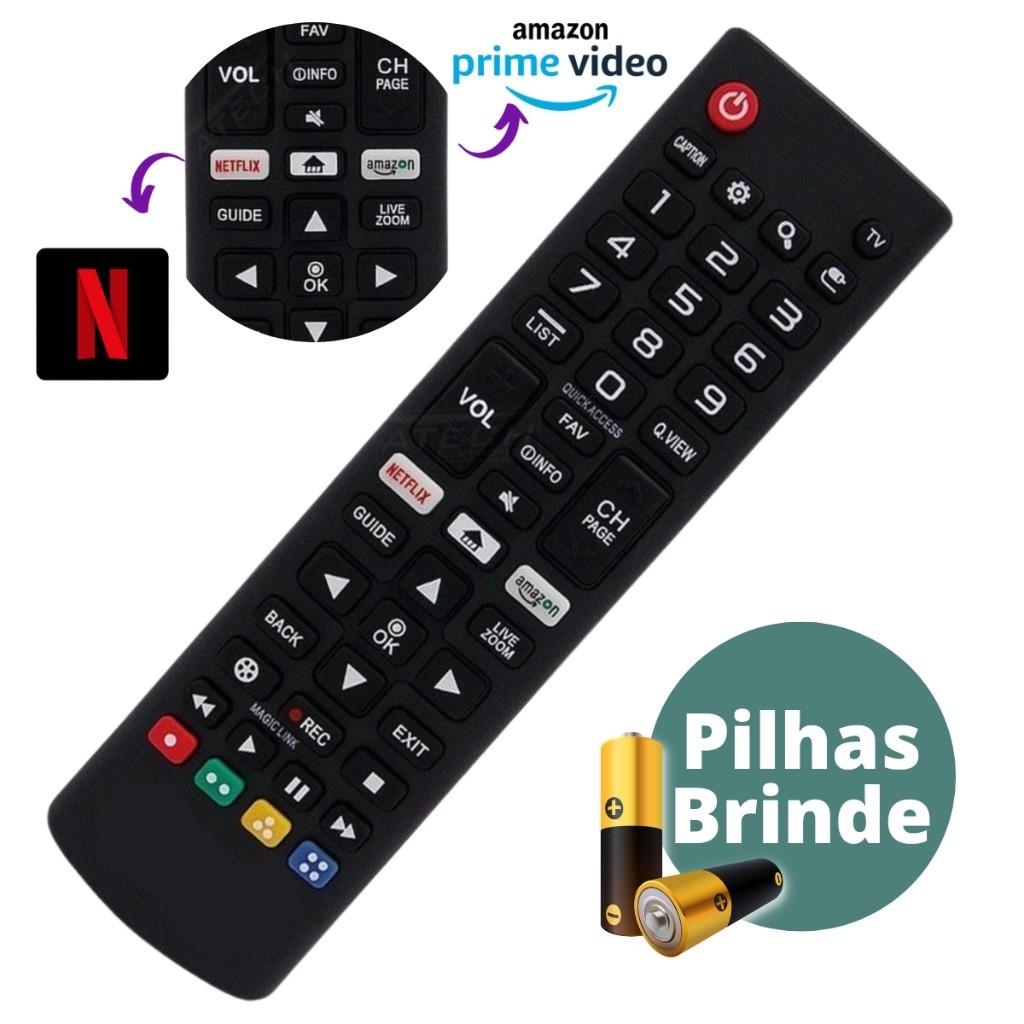 Controle Remoto Compatível Com Smart TvLG TODOS os Modelos LCD LED Plasma Com Teclas Netflix ...