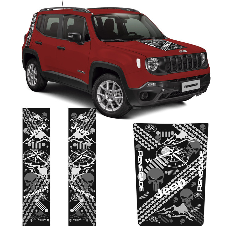 Faixa Jeep Renegade Adesivo Lateral e Capô Bússola Grafite | Shopee Brasil