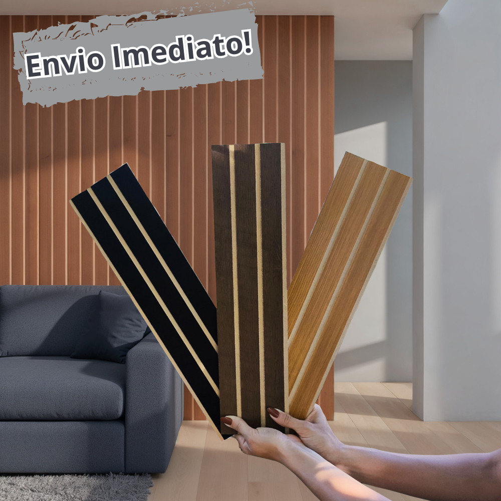 Kit 100 Placas De Painel Ripado Revestimento de Parede MDF 45x11 ...