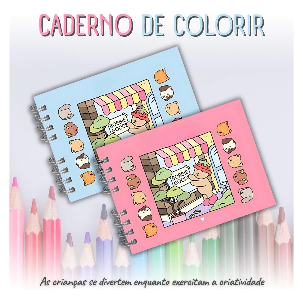 Livro de Colorir Bobbie Goods 50 Folhas 180Gramatura Caderno de Desenho ...