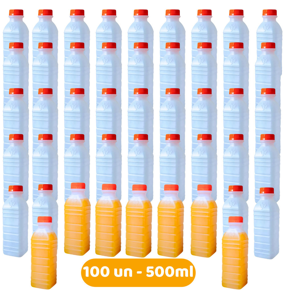 100 Garrafa Plástica Descartável Para Suco Caldo Cana 500ml | Shopee Brasil