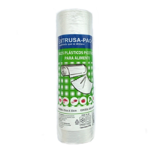 Bobina Plástica Picotada 25X33 - 500un Freezer Alimentos Mercado ...