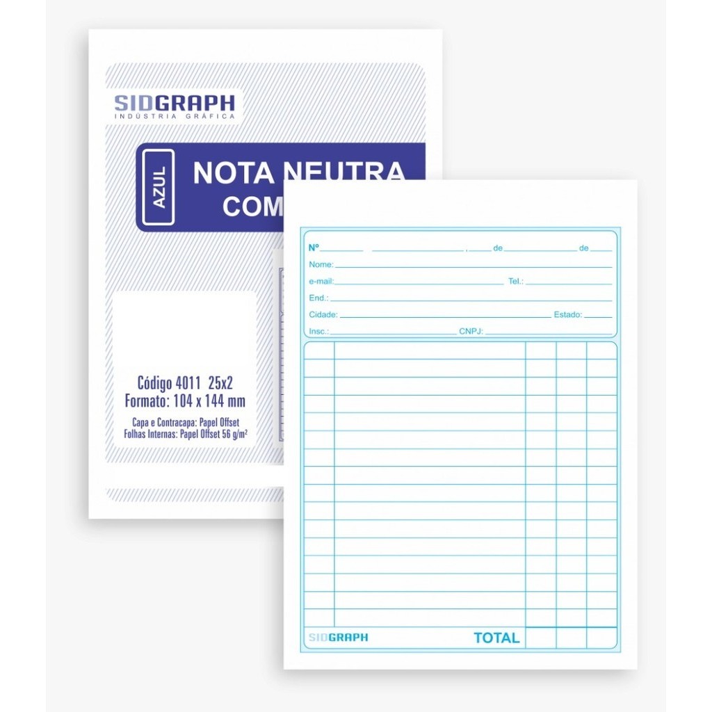 05 Blocos Nota Neutra Com Cópia Azul 25x2 104x144 Sidgraph | Shopee Brasil