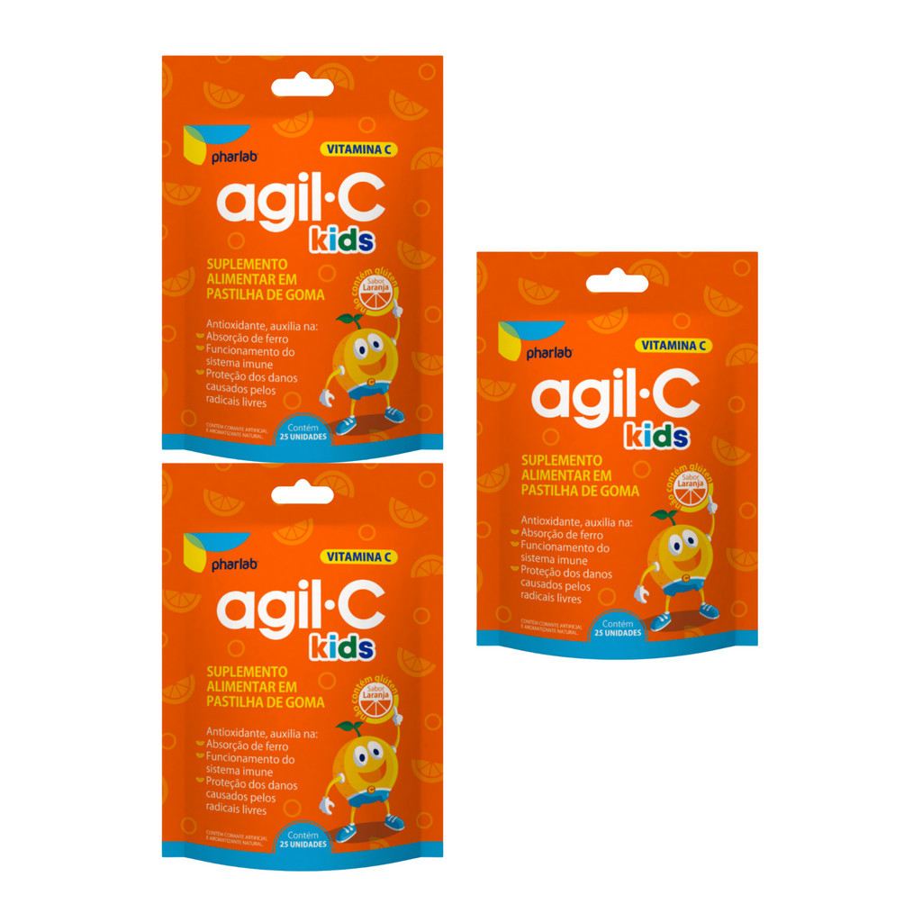 Kit C3 Suplemento Vitamina C Agil C em Gomas - Pharlab | Shopee Brasil