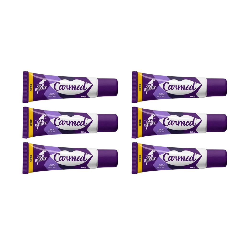Kit 6un Hidratante Labial Carmed Açaí Com Cor 10g - Cimed | Shopee Brasil