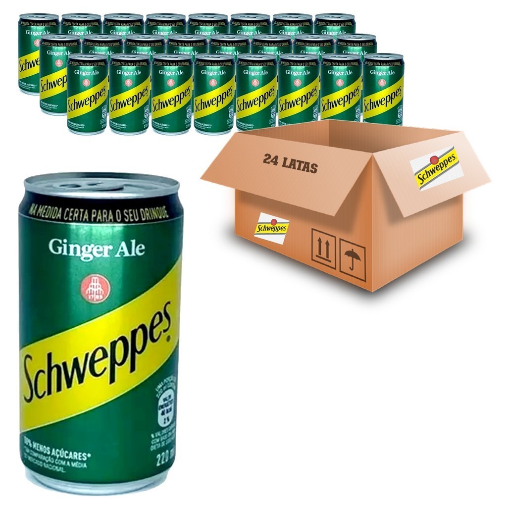 Schweppes Ginger Ale Lata 220ml (24 latas) | Shopee Brasil