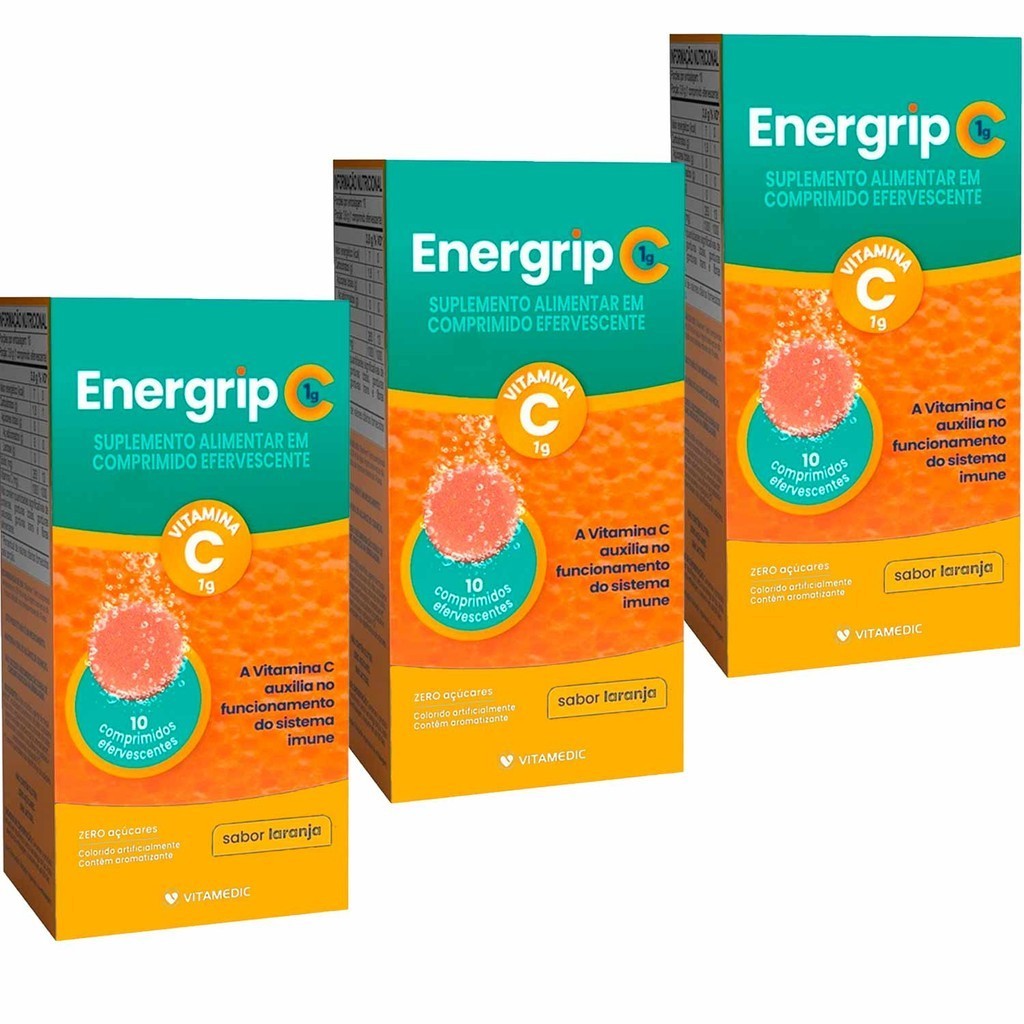 VITAMINA C - ENERGRIP C 1G 10 COMPRIMIDOS EFERVESCENTES | Shopee Brasil
