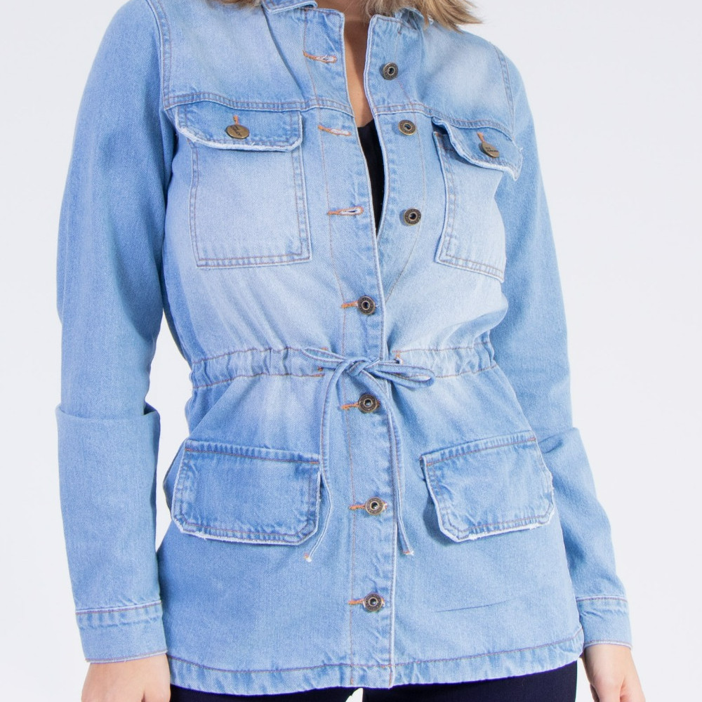 Jaqueta Parka Jeans Feminina Azul Claro Lady Rock | Shopee Brasil