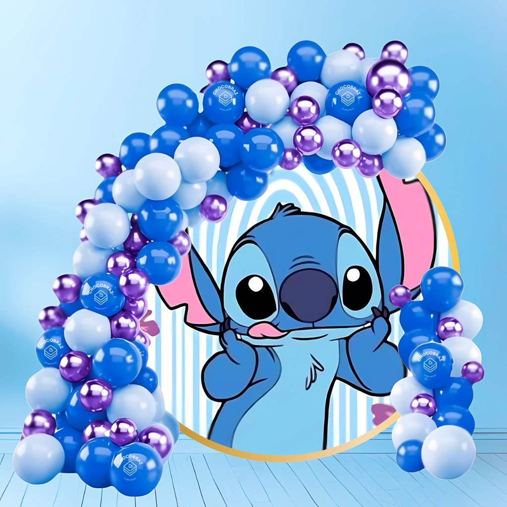 Kit 125 Balões STITCH Azul Claro 7”+ Azul 7”+ VIOLETA Metalizado 5 ...
