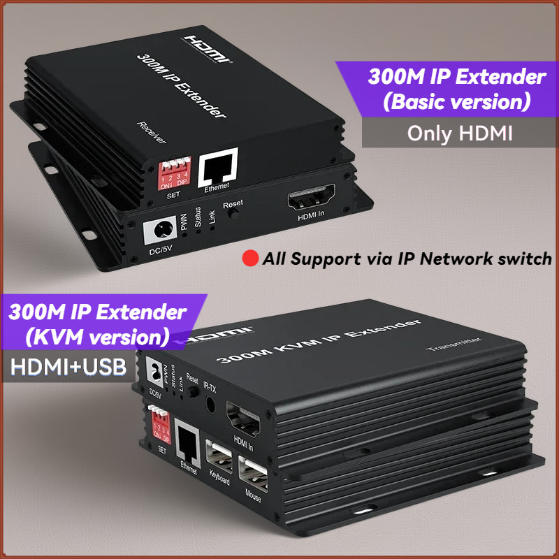 Extensor IP HDMI De 300M Sobre Cabo Rj45 cat5e/6 USB KVM Extender Transmissor Receptor Suporte ...