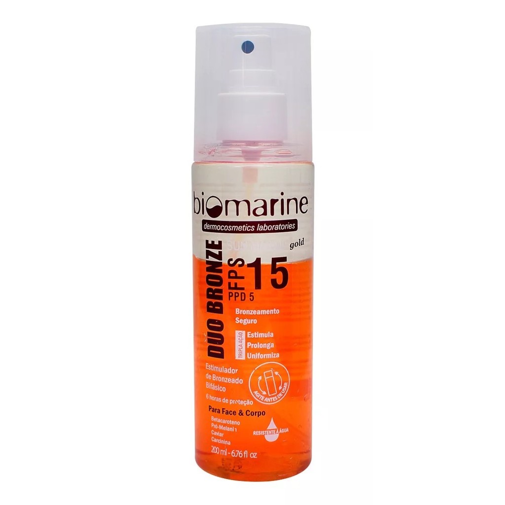 Sun Marine Duo Bronze Fps15 Bronzeador Biomarine 200ml | Shopee Brasil