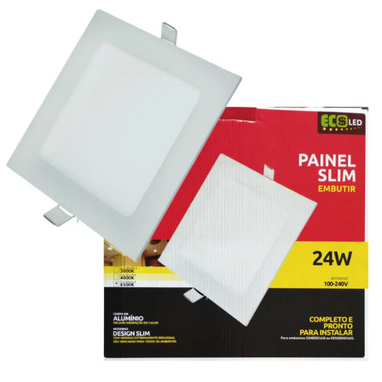 PAINEL SLIM ECOLED QUAD. SOBREPOR 24W 6500K | Shopee Brasil