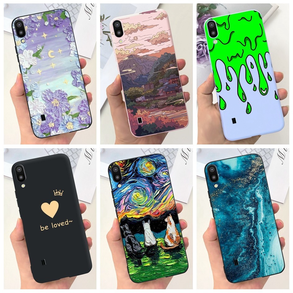 Para Samsung Galaxy M10 Case Stylish Flower Pattern Silicone À Prova De ...