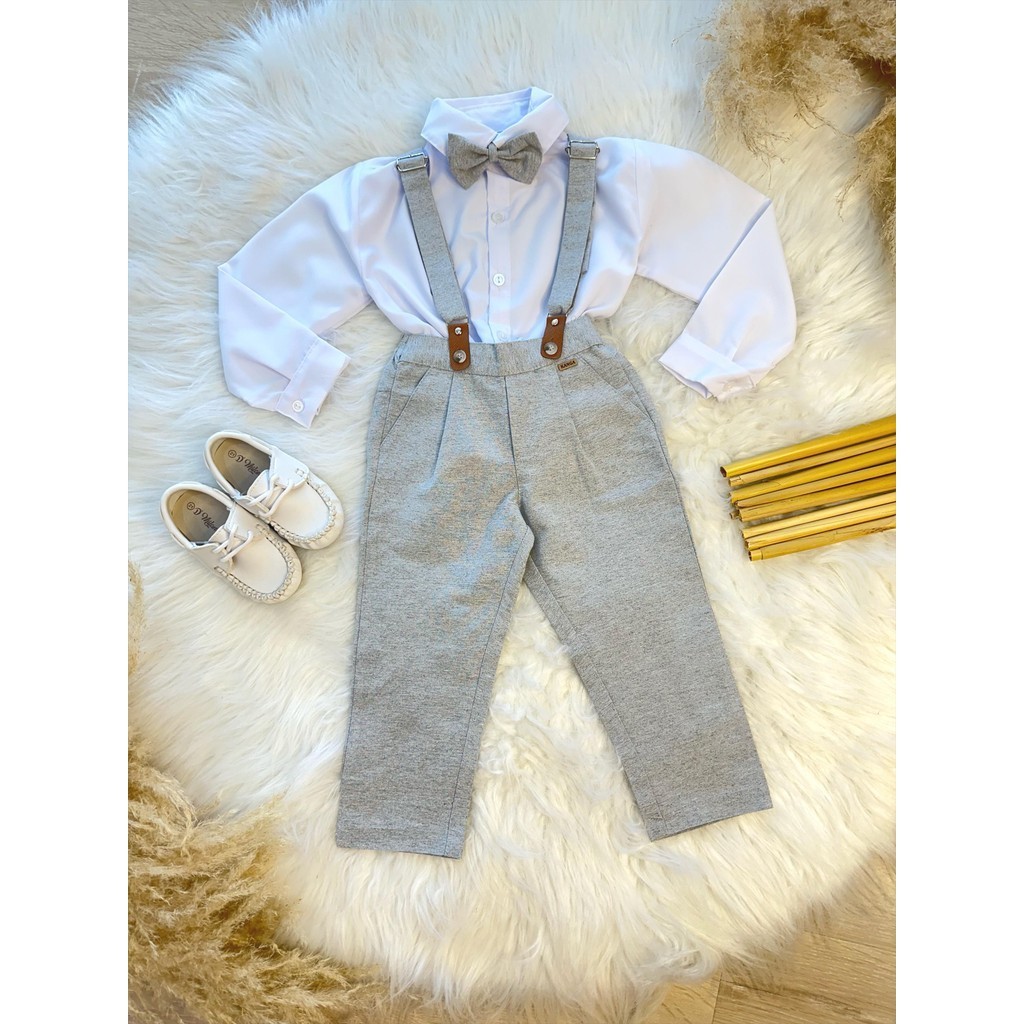 Conjunto Social Pajem Casamentos Festas Camisa Calça Gravata e Susp ...