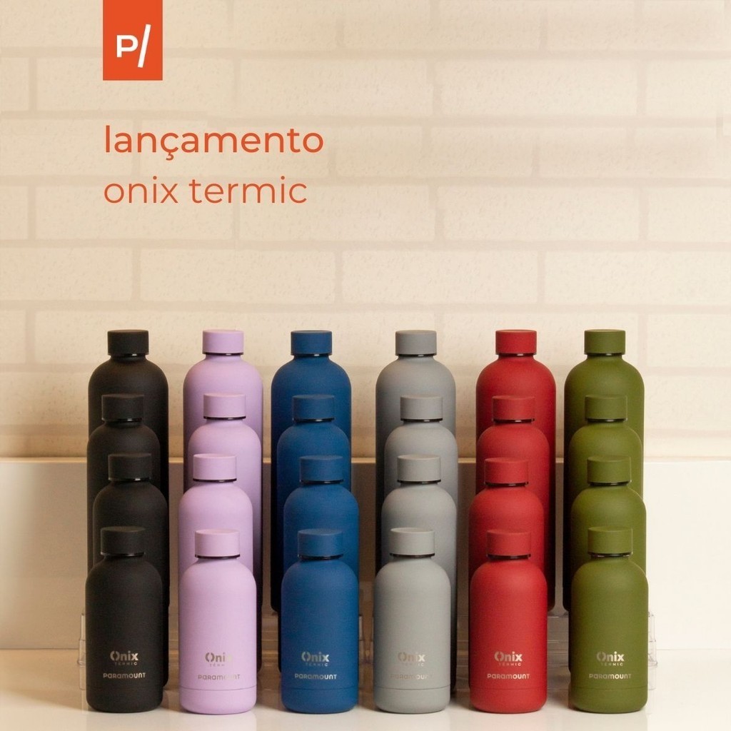 Garrafa Térmica Aço Inox Silicone Academia Onix Paramount | Shopee Brasil