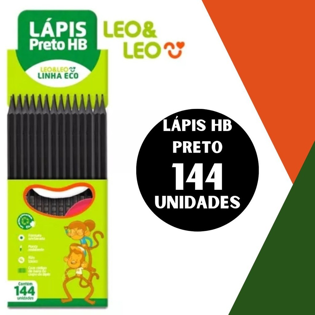 LAPIS GRAFITE PRETO HB LINHA ECO SEXTAVADO CAIXA C/ 144 UN - LEONORA N°2 | Shopee Brasil