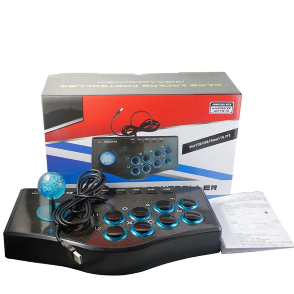 Controlador De Arcade Retro Rocker Joystick Usb Ps2 Ps3 Pc Android Smart Tv Com Vibrador