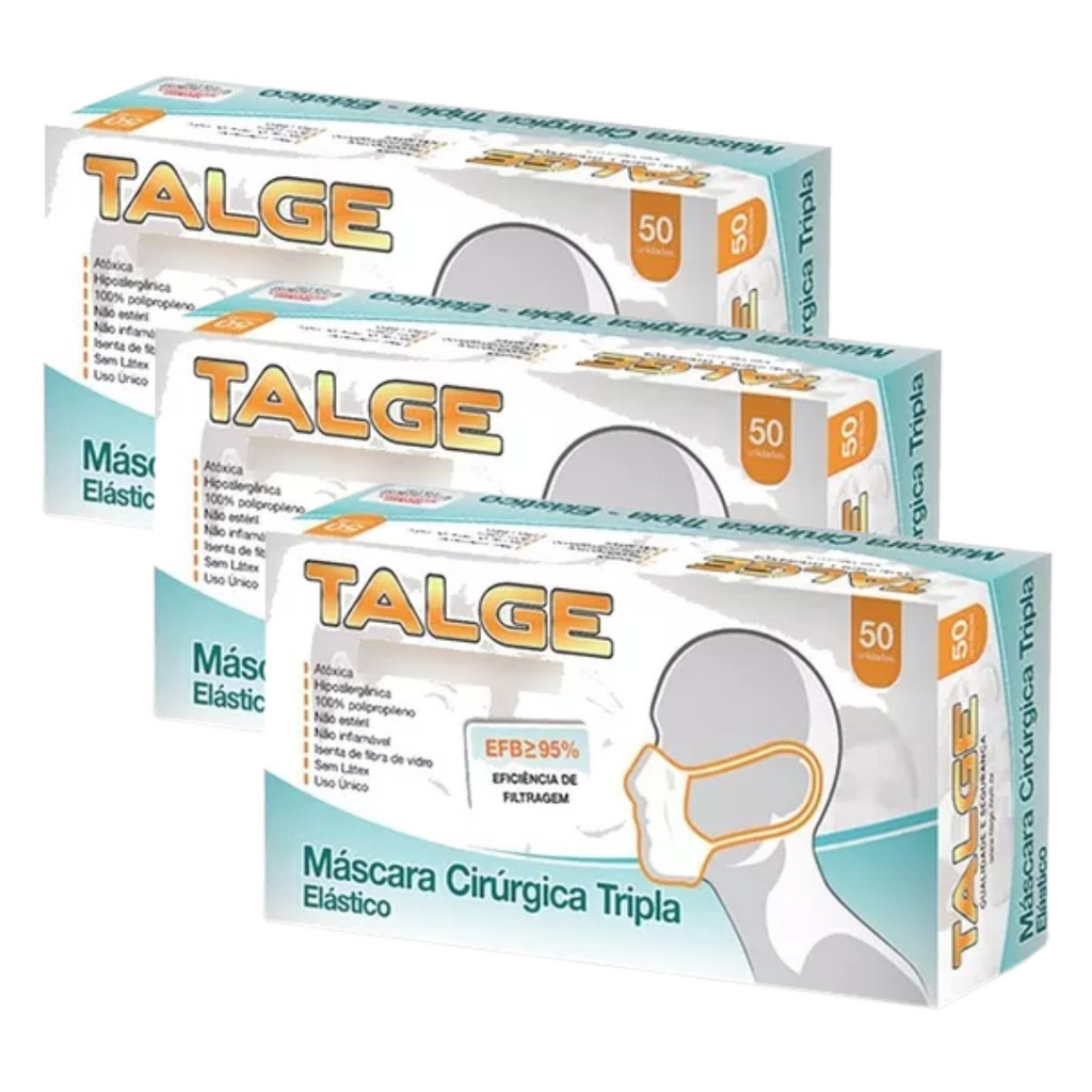 Máscara tripla talge com 50 unidades - Kit com 3 unidades | Shopee Brasil