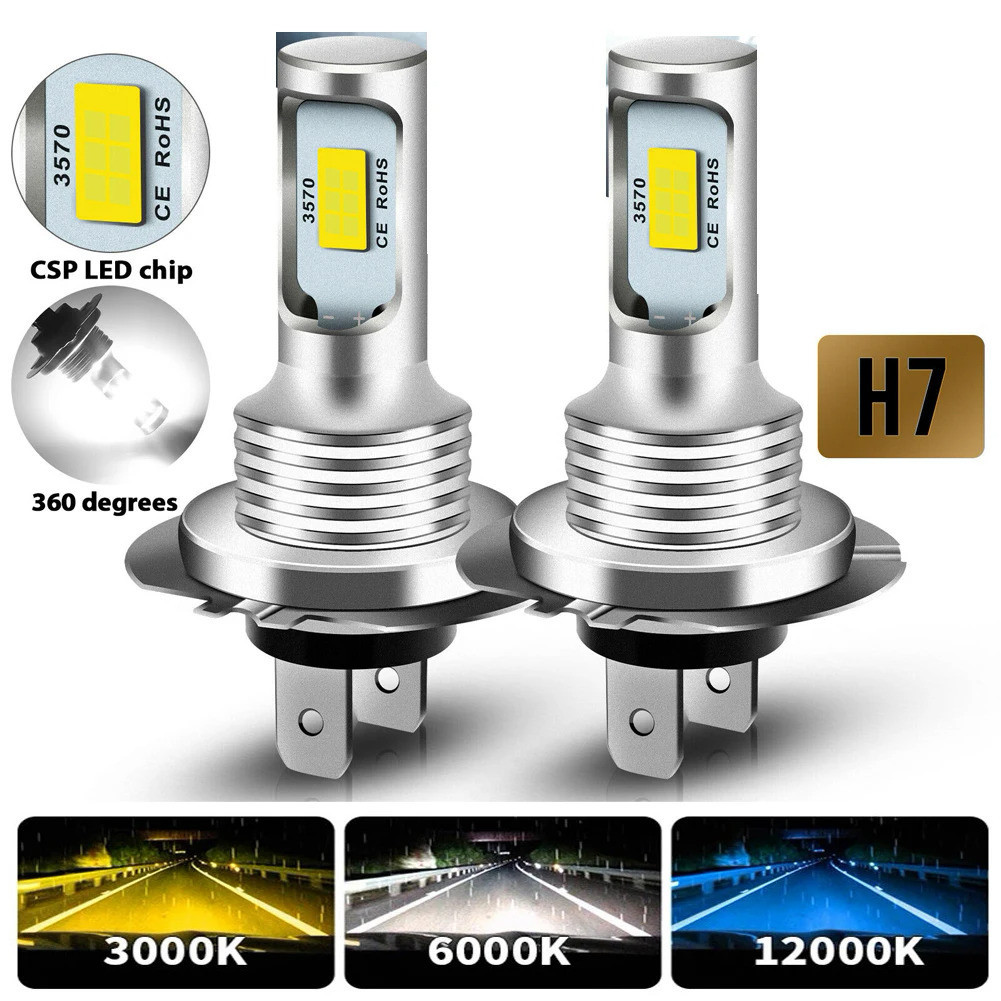 2Pcs LED H7 H4 Kit De Lâmpadas De Teto CSP Super Brilhante Nevoeiro ...