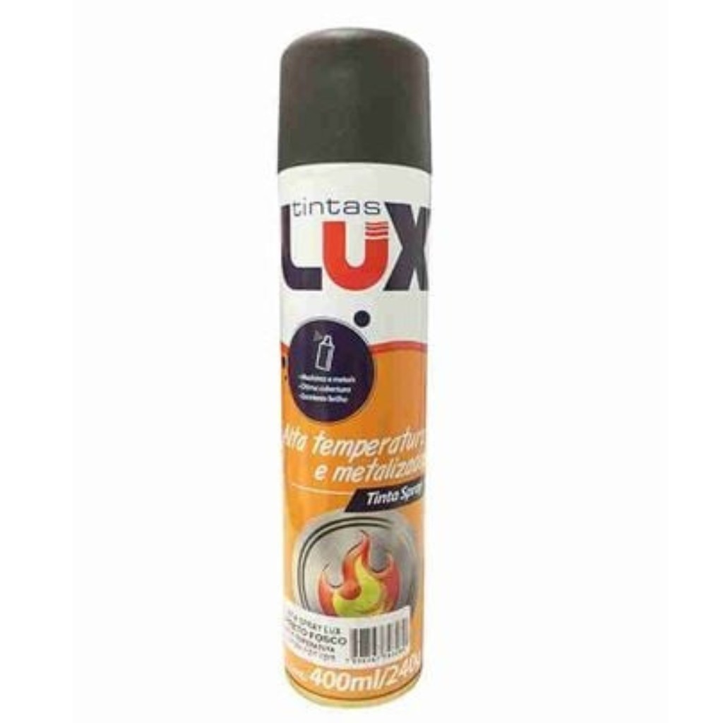 Tinta Spray Lux Alto Desempenho à Temperatura Preta 400ml - Acabamento ...
