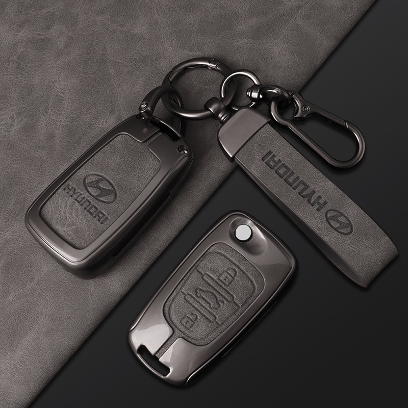 Liga De Zinco + Couro Caso Chave Do Carro Capa Para Hyundai i20 i30 ix20 ix25 ix35 Elantra ...