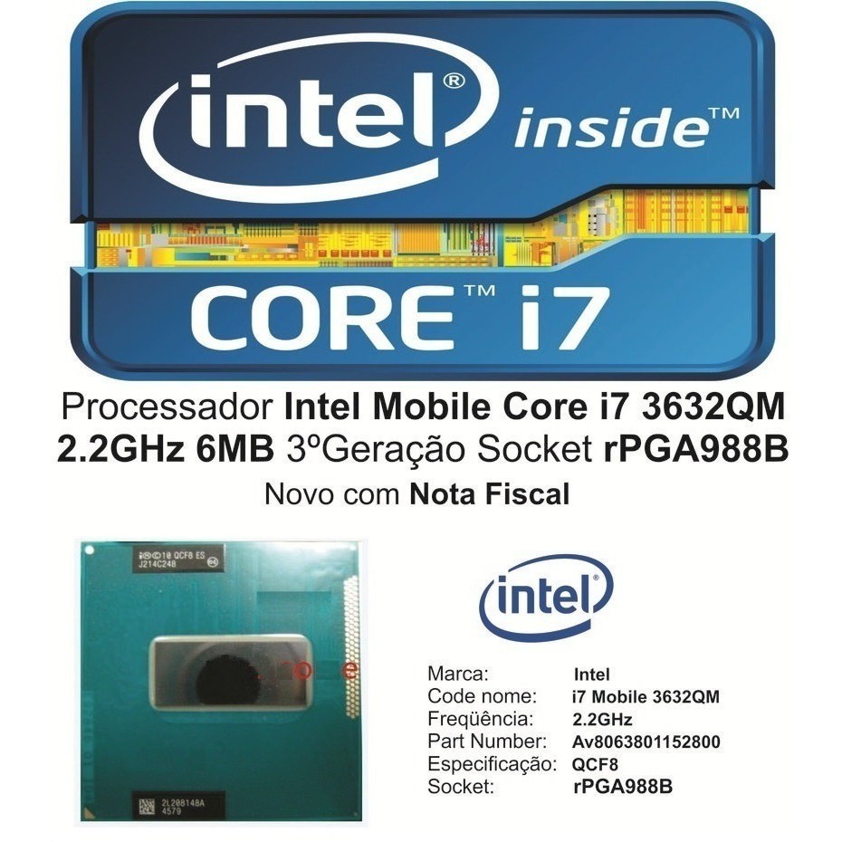 Processador Notebook Core I7 - 3632qm - Rpga 988 3ª Geração | Shopee Brasil